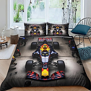NOLLAM Formula-Racing Racing Lovingly Bedding Set Hidden Zipper Contests Duvet Cover Set with Pillowcases Quilt Cover Set Soft Microfiber Comforter Cover Various Sizes for Kids Adults Full（203x228cm）
