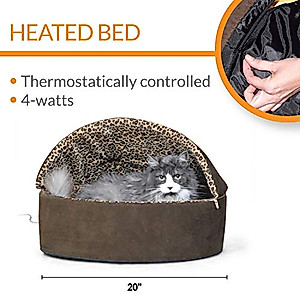 K&H Pet Products Thermo-Kitty Heated Pet Bed Deluxe Large Mocha/Leopard 20" 4W