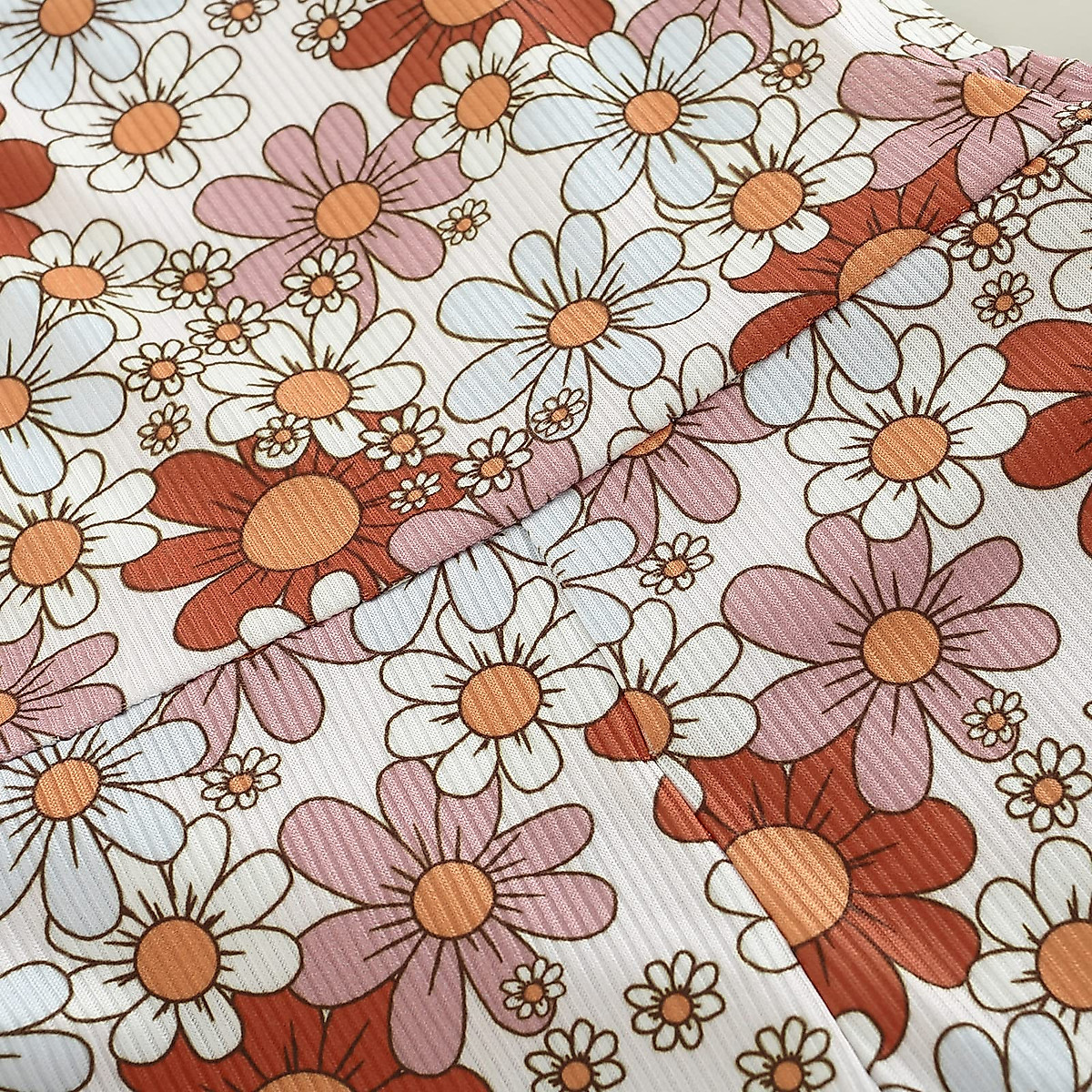 Infant Toddler Baby Girl Romper Jumpsuit Sleeveless Halter Floral One Piece Outfit Bell Bottom Overalls Summer Clothes (White, 12-18 Months)