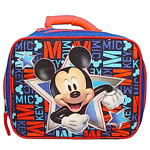 Disney Mickey Mouse Water Bottle Lunch Box Bundle ~ Mickey Mouse School Supplies With Stickers (Mickey Mouse Lunch Bag Set)