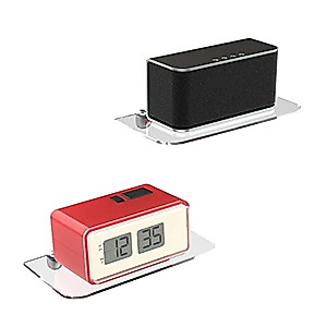 Jusalpha 2 Pack of Acrylic Glass Wall Mounted Floating Shelves with Metal Adjustable Shelf Bracket Wall Mount, 03 (12'' X 6'')