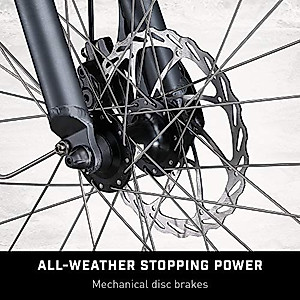 Mongoose Envoy Cargo Bike with 26-Inch Wheels in Grey, Small/Medium Frame, with 8-Speeds, Shimano Drivetrain, Aluminum Cargo Frame, Internal Cable Routing, Mechanical Disc Brakes, and Center Kickstand