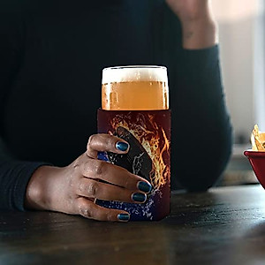 Can Cooler Sleeves Coozies for Cans And Bottles Insulators Hockey Puck Fire Water Print PVC Elastic Reusable