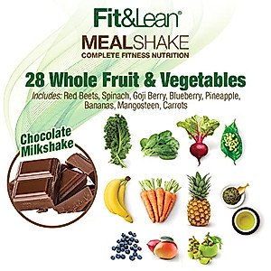 Fit & Lean Meal Shake Meal Replacement with Protein, Fiber, Probiotics and Organic Fruits & Vegetables, Cookies and Cream, 1lb, 10 Servings Per Container