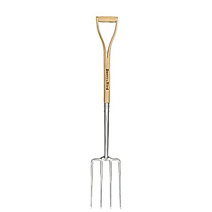 Berry&Bird Garden Digging Fork, 37.4" Stainless Steel Garden Spading Fork with D-Grip Handle, 4-Tine Heavy Duty Long Handled Pitchfork with Ash Wood Handle for Digging, Planting, Aerating, Cultivating