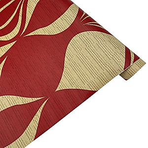 Yifely Red Geometric Design Furniture Paper Self-Adhesive Shelf Liner Dresser Drawer Sticker 17.7 Inch by 9.8 Feet