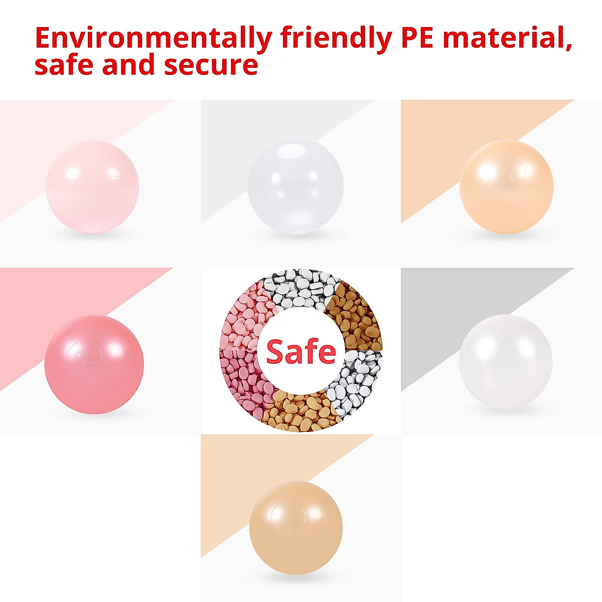 STARBOLO Ball Pit Balls Pack of 100 - Pearl 6 Colors BPA&Phthalate Free Non-Toxic Crush Proof Play Balls Soft Plastic Balls for 1-5Years Old Toddlers Girl Kids Birthday Pool Playpen Tent Party