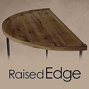 Lavish Home Half Moon Coffee Set of 2, Use Together or Separately as Side Tables, Modern Farmhouse Style, Rustic Wood Grain and Metal Legs, brown