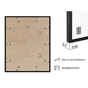 HAUS AND HUES Black Metal Picture Frame, 16x20 inches, Premium Quality, Wall Mount, Picture Frame for Wall, Modern Style, Black