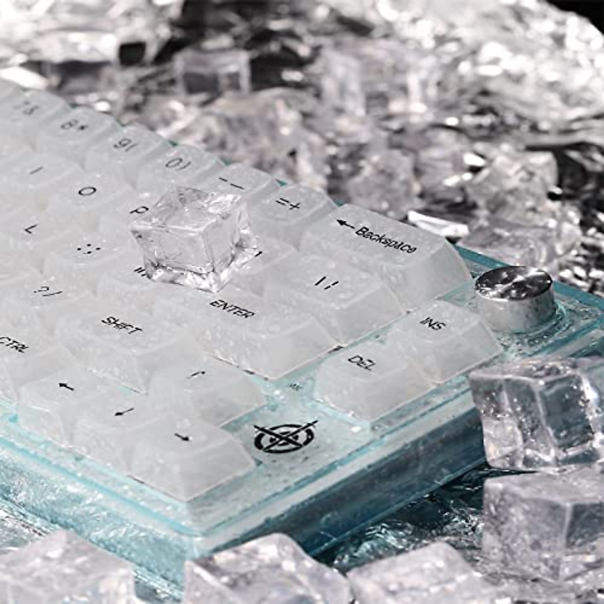MAGIC-REFINER MK31 60% Wired Hot Swappable Mechanical Keyboard with Transparent Keycaps, Compact 66 Keys Chroma RGB Backlit Ergonomic Custom Gaming Keyboard Knob Control for PC/MAC
