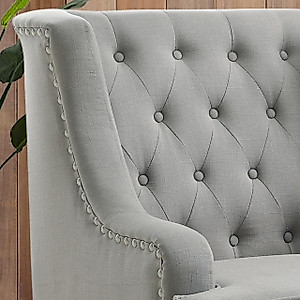 Rosevera Nadia 30” Accent Fabric Upholstered Arm Tufted Comfy for Reading in Bedroom, Living Room, Sofa Chair,Armchair for Small Space,Wood Legs, Standard, Natural Beige