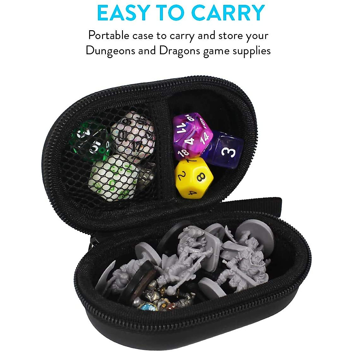 TUDIA EVA Small Empty Hard Dice Case for Board Games, Card Games, Dungeons & Dragons, RPG Table Games (Small) [Case ONLY, Dices NOT included]