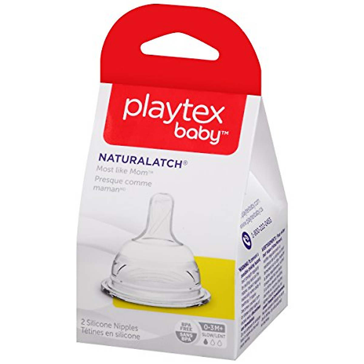 Playtex NaturaLatchNipple, Slow Flow, 2-Count