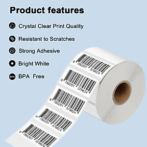 MaxGear 2.25" X 1.25" Direct Thermal Labels, Perforated UPC Barcode & FBA Address Stickers, Premium Permanent Adhesive Shipping Labels, Compatible with Rollo & Zebra (12 Rolls, 1000 Labels/Roll)