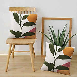 JASEN Abstract Boho Pillow Covers 18x18,Soft Mid Century Geometric Cactus Decorative Throw Pillows for Couch Bed Sofa Bedroom（Only 1 Pillow Cover）