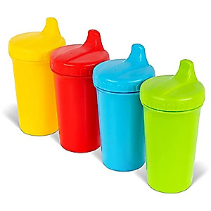 PLASKIDY Toddler Sippy Cups - Set of 4 Spill proof Cups for Toddlers 10 Ounce - Kids Sippy Cups with Removeable Silicone Valve Dishwasher Safe BPA Free Brightly Colored Childrens Sippy Drinking Cups