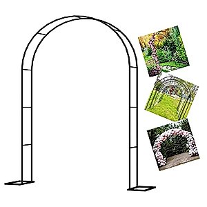 Strong Plant Support Archway Garden Arch with Base Strong Stable Metal Steel Frame Climbing Plants Arch Trellis Rose Flower Arch Indoor Outdoor Arbor Pergola Arbor Self Assembly 220/230cm High (Color
