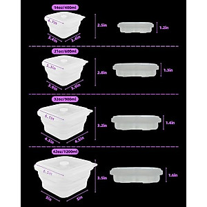 DGitaor Collapsible Silicone Food Storage Containers with BPA-Free Airtight Lids, Microwave, Dishwasher, and Freezer Safe, Stackable Foldable 4 Packs