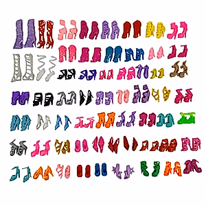 55 Pairs Fashion Doll Shoes for 11.5" Doll 1/6 Replacement Different Assorted Colors High Heel Shoes Boots Flat Shoes Set for 11.5 inch Girl Doll
