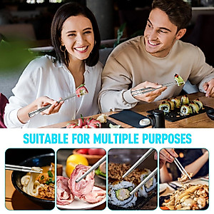 SFOPORD 5-Pairs Metal Chopsticks - Reusable Chopsticks set, 316 Stainless Steel Chopsticks Dishwasher-safe, Square Lightweight Chopsticks Easy to Use and Clean - Gift Set