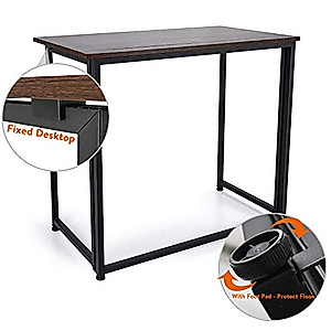 ErgoDesign Folding Computer Desk for Small Spaces, Simple Space-Saving Home Office Desk, Foldable Computer Table, Laptop Table, Writing Desk, Compact Study Reading Table (Rustic Brown)