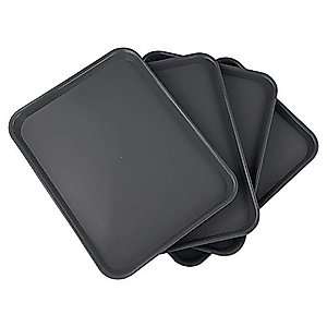 Xowine 4-Pack Plastic Fast Food Tray, Serving Tray, Gray