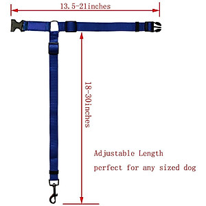 Dog Cat Safety Seat Belt Strap Car Headrest Restraint Adjustable Nylon Fabric Dog Restraints Vehicle Seatbelts Harness (Blue)