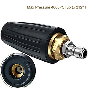 4000 PSI Pressure Washer Rotating Turbo Nozzle 4.0 GPM Quick Connector Turbo Nozzle with 7 Pieces Spray Nozzle Tips Kit Multiple Degrees (0, 15, 25, 40, 65 Degrees, Rinse1, Soap2)