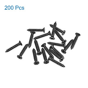 uxcell M3 x 16mm Wood Screws Phillips Flat Head Carbon Steel Self Tapping Screws Black 200pcs