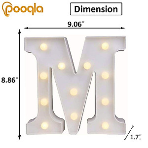 Pooqla LED Marquee Letter Lights Sign, Light Up Alphabet Letter for Home Party Wedding Decoration M