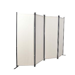 4 Panel Room Divider Privacy Screens Home Office Accents Folding Steel Frame White (White)