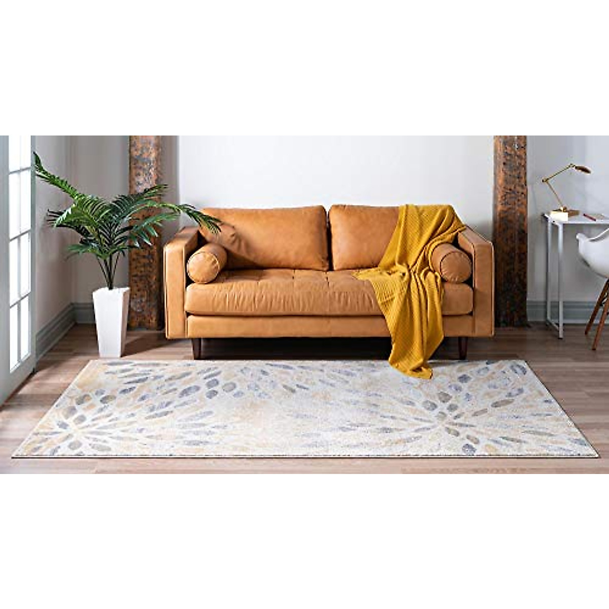 Rugs.com Charleston Collection Rug – 9' x 12' Yellow Low-Pile Rug Perfect for Living Rooms, Large Dining Rooms, Open Floorplans