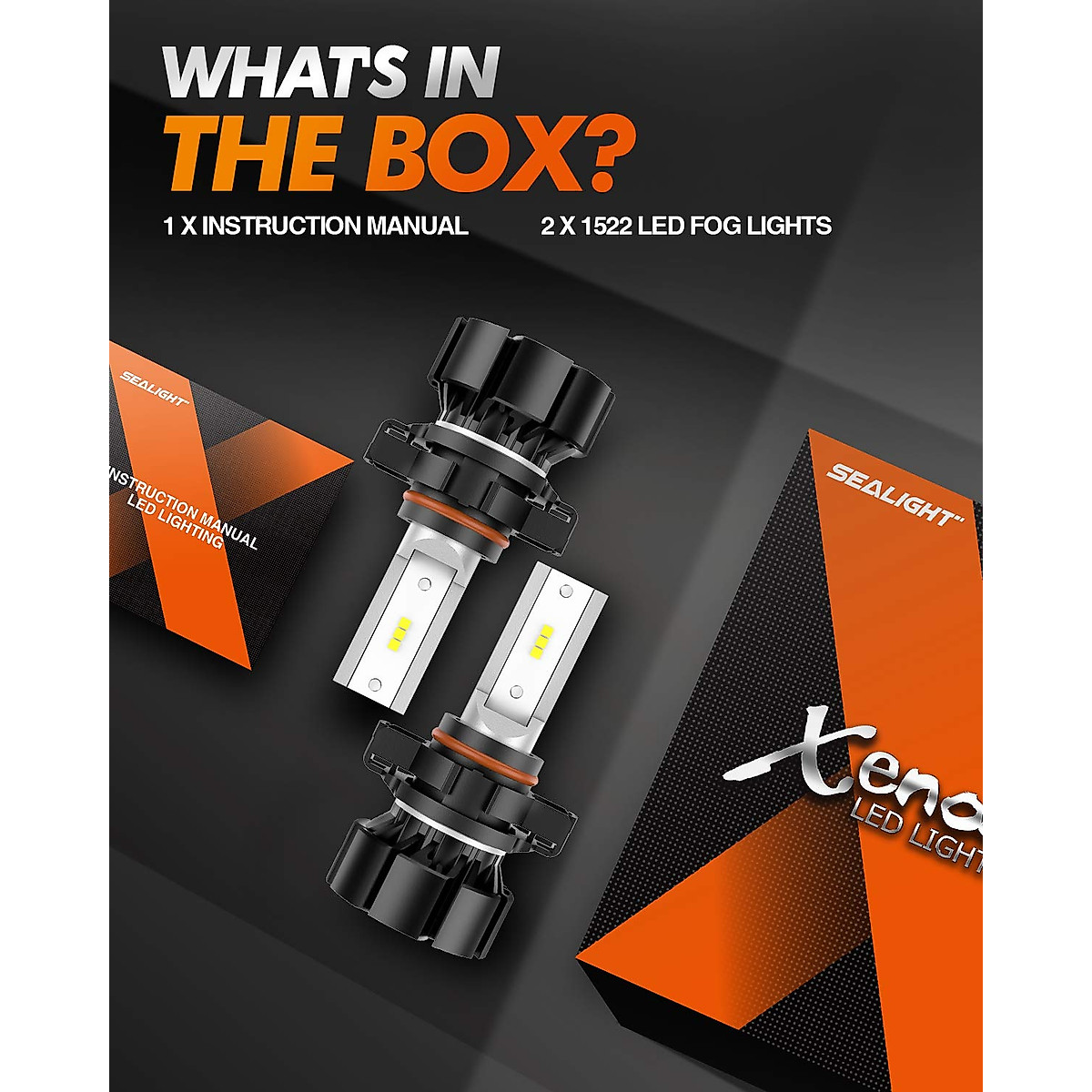 SEALIGHT 2504 PSX24W LED Fog Light Bulbs, 5000 Lumens 11W High Power 6000K Xenon White 300% Brightness, DRL Bulbs Replacement For Cars,Trucks(Pack of 2)