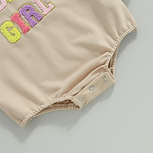 Zoiuytrg Daddys Girls Baby Clothes Daddys Girl Print Long Sleeve Bubble Romper Newborn Fall Winter Matching Outfit (Apricot Rompers, 0-3 Months)