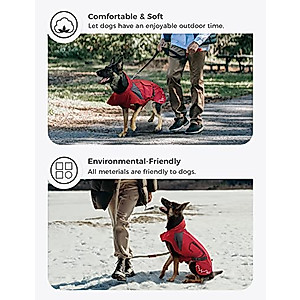 Wantdo Large Dog Padded Rain Jacket Waterproof Warm Winter Jacket Refletive Size 23 Red