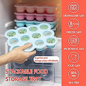 HIWOOD Baby Food Storage Container - 12 Cup Silicone Baby Food Freezer Tray with Hard Lid, Perfect Food Container for Homemade Baby Food, Vegetables & Fruit Purees, Breast Milk - Gossamer Pink