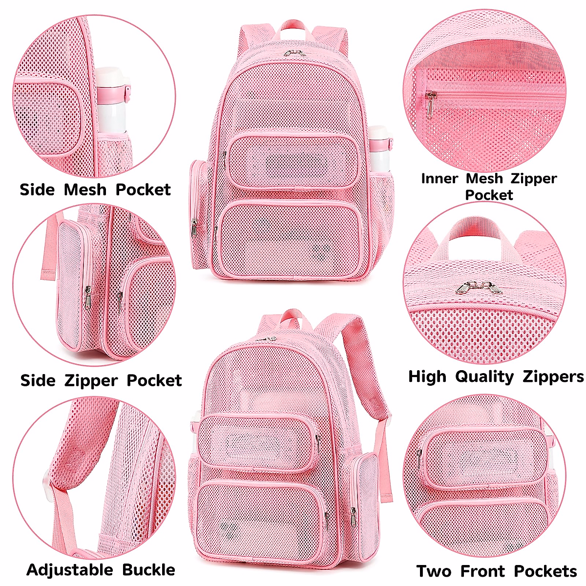 CAMTOP Mesh Backpack for Kids Girls Semi-Transparent See Through Sturdy School Bookbag Casual Daypack for Beach Swim Work Gym (Tie Dye Purple)