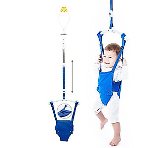 Xiangtat Baby Door Jumper, Playful Parade Door Jumper Door Clamp Adjustable Strap for Toddler Infant 6-24 Months (Blue)