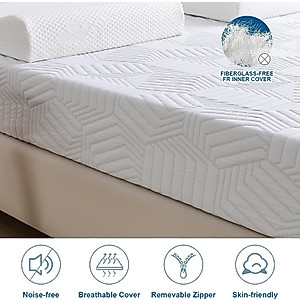 TMEOSK Queen Mattress, 12 inch Gel Memory Foam Green Tea Infused Mattress for a Cool Sleep & Pressure Relief, Tight Top Mattress, Medium Firm Feel with Motion Isolating, CertiPUR-US Certified(Queen)
