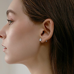 Titanium Screw Back Pack of Earrings Cubic Zirconia Studs for Women Men 20G Helix Piercing Post Surgical Stainless Steel Hypoallergenic for Sensitive Ears Simulated Diamond