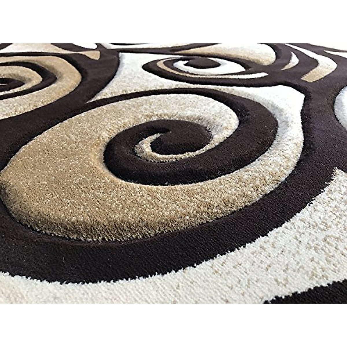 Contempo Modern Round 400,000 Point Area Rug Contemporary Abstract Brown Design 341 (4 Feet X 4 Feet)