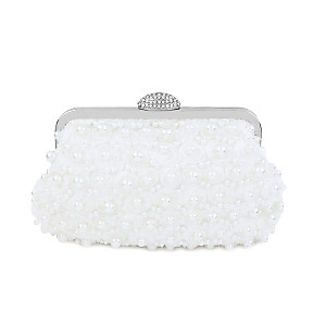Bellawish Pearl Clutch Purses for Women Wedding Bridal Evening Clutch Handbag for Parites Prom (white)