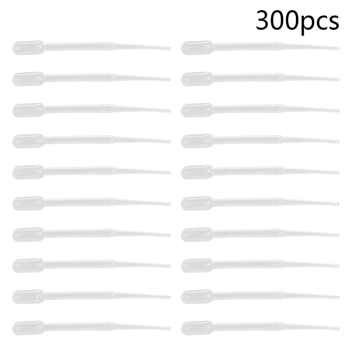 Bettomshin 300Pcs 2ml Plastic Disposable Pipettes 5.63" Length Clear Graduated Transfer Pipettes Liquid Dropper for Ear Eye Essential Oils Alcohol Paint Makeup Lab