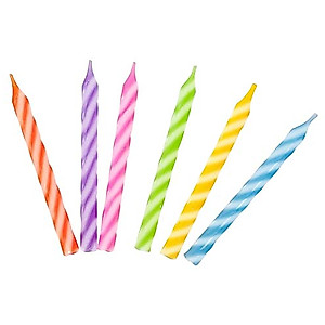 Jacent Multicolored Elegant Striped Birthday Candles, 24 Count per Package, 1-Pack