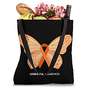 Leukemia Awareness Shirts for Kids, Orange Ribbon Butterfly Tote Bag