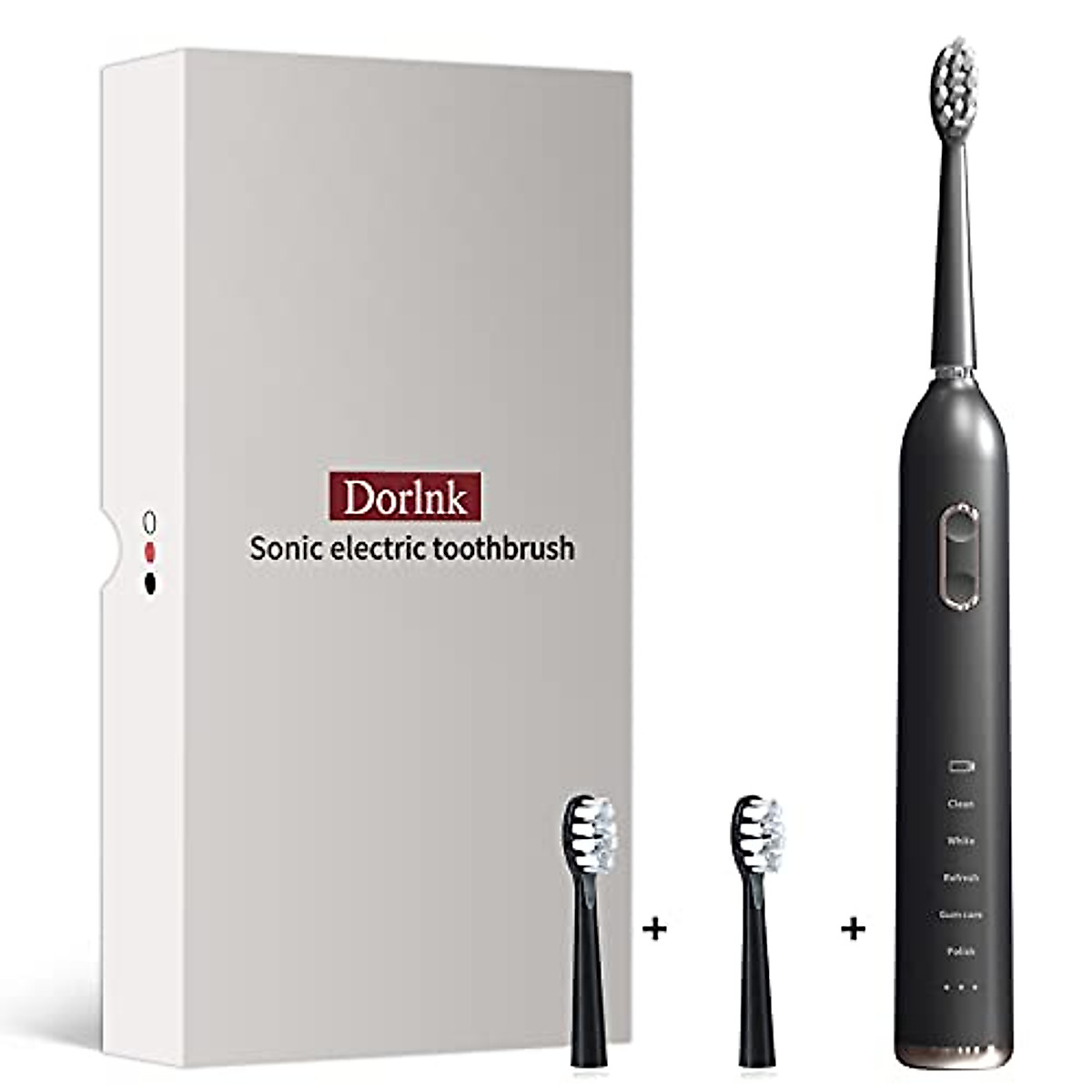 Dorlnk Electric Toothbrush 5 Modes 3 Brush Heads Convenient Rechargeable USB Fast Charge Toothbrushes ,1200mAh Battery Last for 60 Days Smart Electric Toothbrushes for Adults and Kids