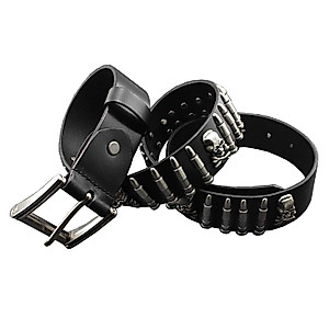 Cool Mens Bullet Skull Stud Punk Rock Biker Real Leather Belt Waistband726146236614