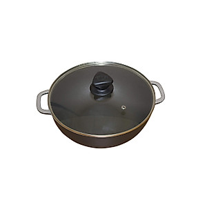 IMUSA USA Black 3.5Qt Nonstick Caldero with Glass Lid and Steam Vent (Dutch Oven), 3.5-Quarts