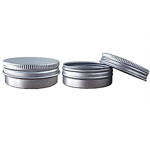24 Pack (1 Oz/30ml) Screw Top Round Aluminum Tin Cans, Metal Tin Storage Jar Containers with Screw Cap for Lip Balm, Cosmetic, Candles, Salve, Make Up, Eye Shadow, Powder, Tea