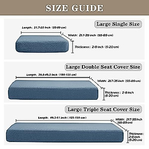 Jin Le 2 PCS Couch Cushion Covers for Sectional Sofa (3 Seater + 1 Chaise, Blue) Jacquard Chaise Anti-Slip with Elastic Bottom and Ties